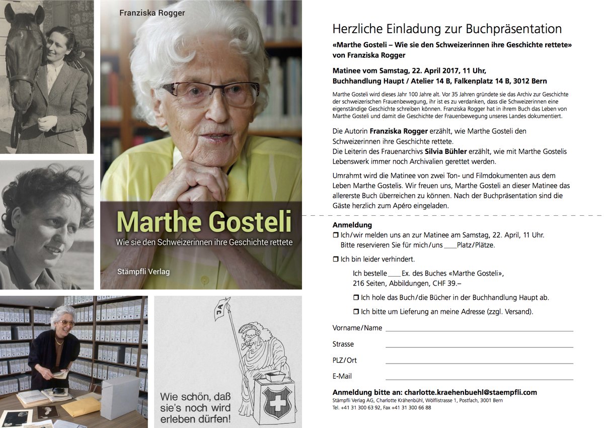 Buchpräsentation / Matinee: «Marthe Gosteli - Wie sie den ...